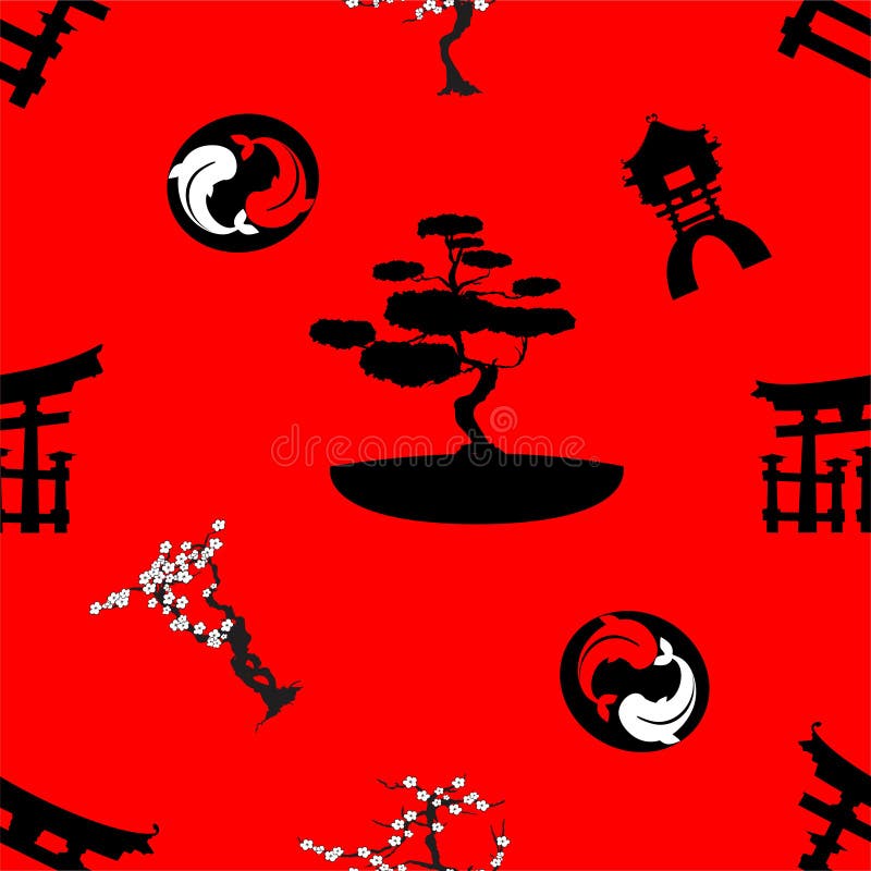 Japanese Pattern Nippon Background Tree Stock Vector - Illustration of ...