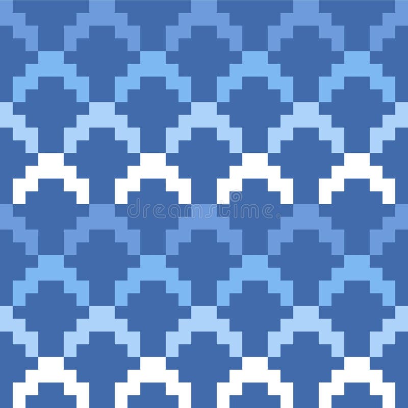 Japanese Pixel Curve Wave Vector Seamless Pattern Stock Vector ...