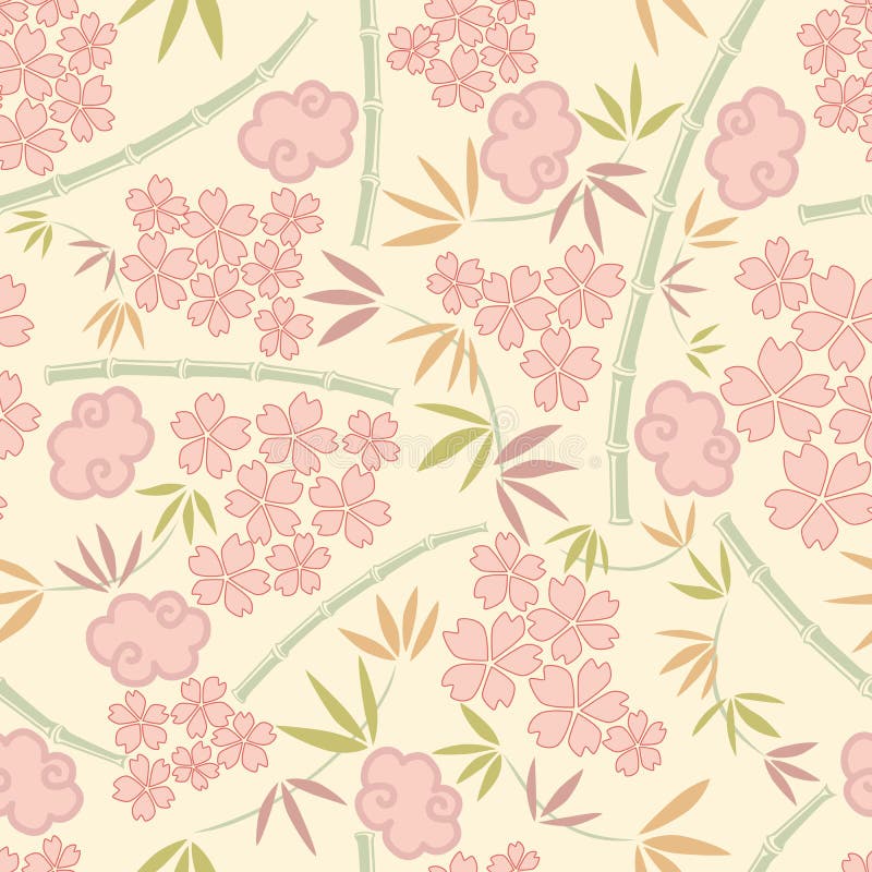 Japanese Traditional Floral Pattern Stock Vector - Illustration of cute ...