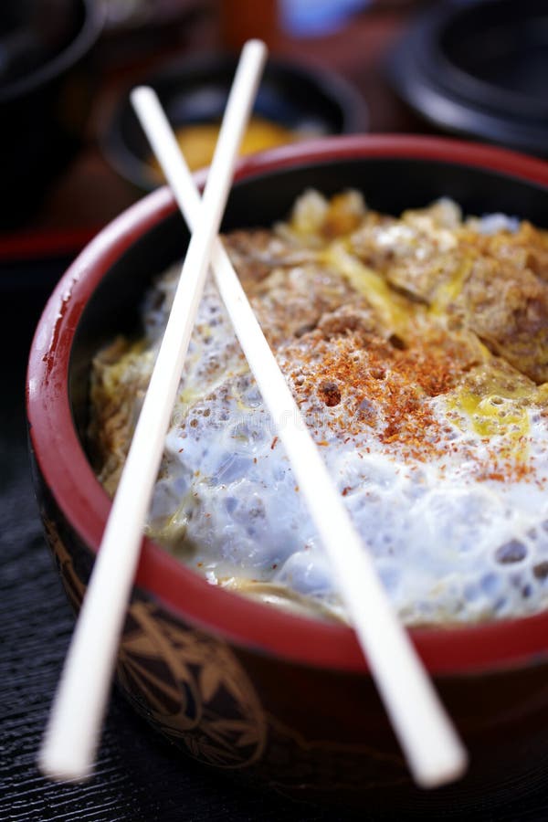 Japanese Pork-Chop Don stock photo. Image of bowl, chopsticks - 38902728