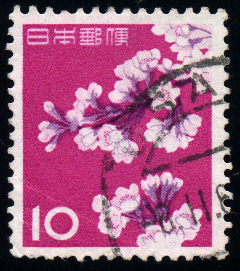 Japanese Postage Stamp Cherry Blossoms, Circa 1961 Editorial Stock ...