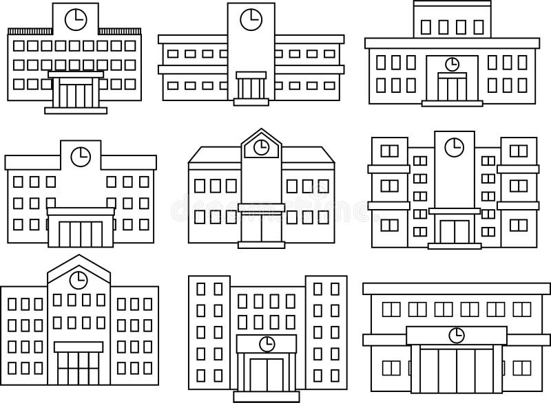 School Building Outline Stock Illustrations – 10,483 School Building ...