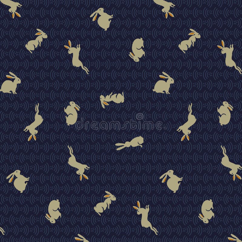 Japanese rabbits pattern stock vector. Illustration of oriental - 116265198