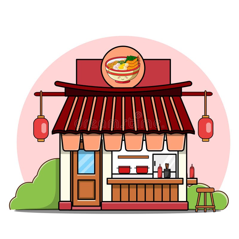 Japanese Ramen Shop Illustration Stock Vector - Illustration of cuisine ...