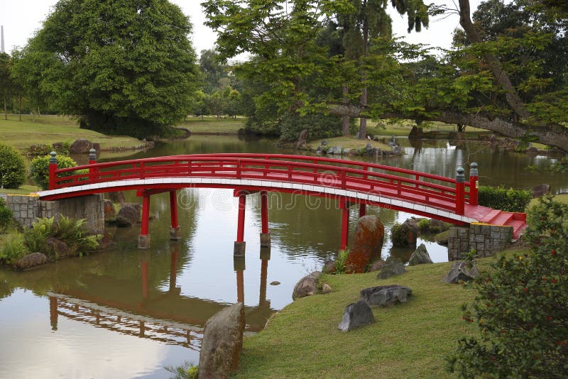 Japanese red bridge 4 stock image. Image of house, nature - 29018703