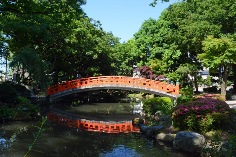 Japanese red bridge stock photo. Image of ancient, toyama - 50981652