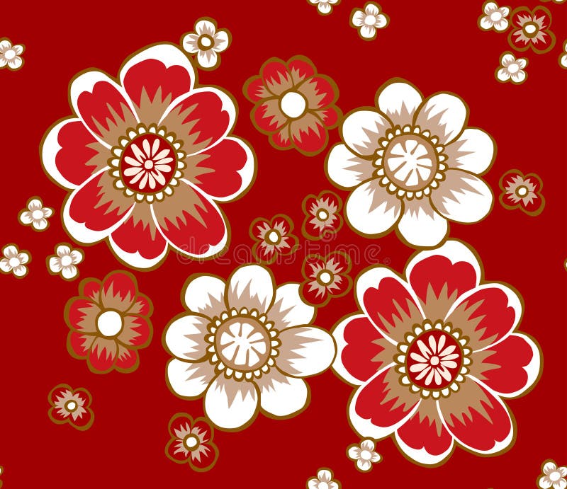 Japanese red plant pattern stock vector. Illustration of cloth - 37776664