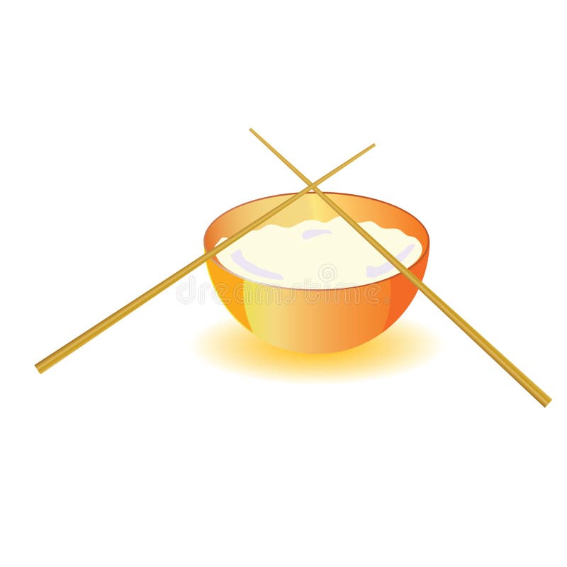 Japanese Rice Bowl with Sticks Vector Stock Vector - Illustration of ...