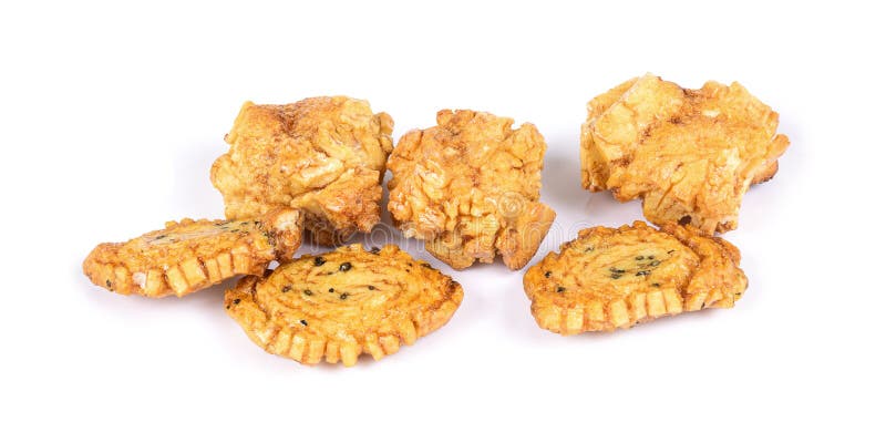 Japanese Rice Cracker Isolated on White Background Stock Photo - Image ...