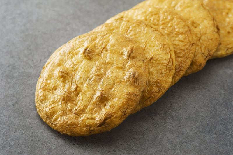 Japanese Rice Crackers , Senbei Stock Photo - Image of flat, sauce ...