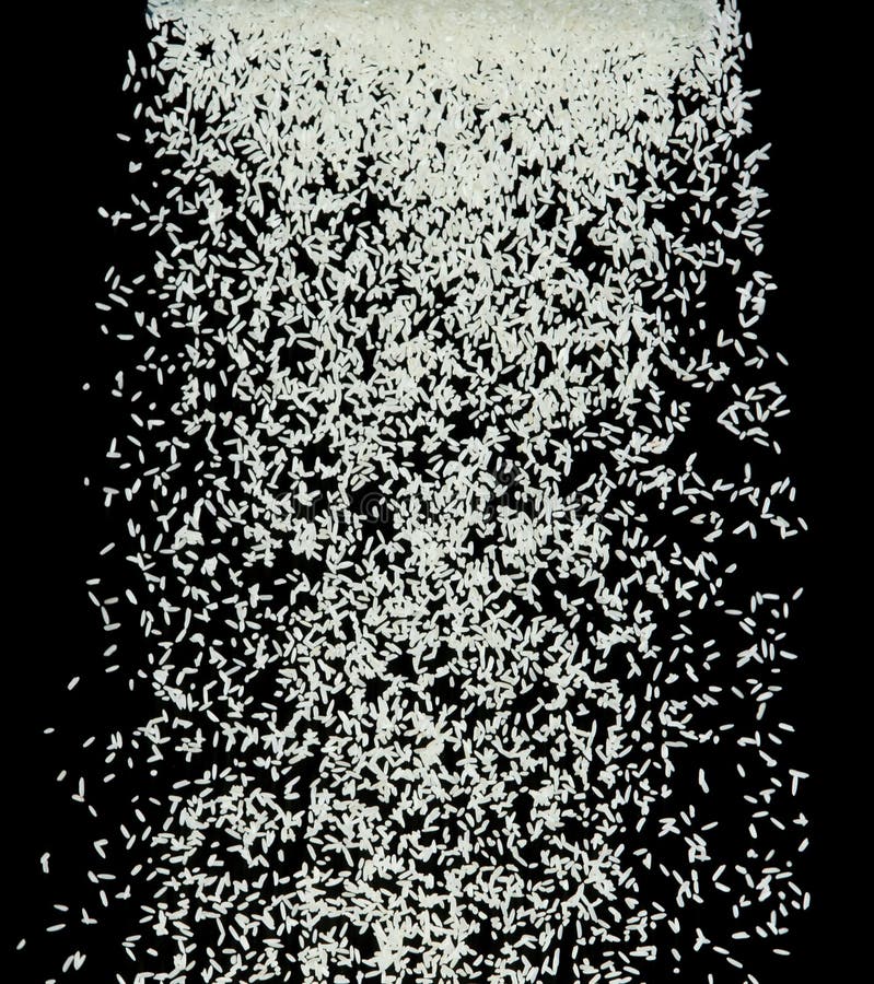 Japanese Rice Flying Explosion, White Grain Rices Explode Abstract ...