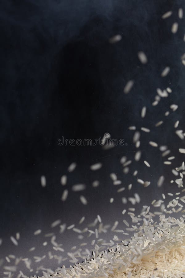 Japanese Rice Fall, White Grain Rices Pouring Down Abstract Cloud Fly ...