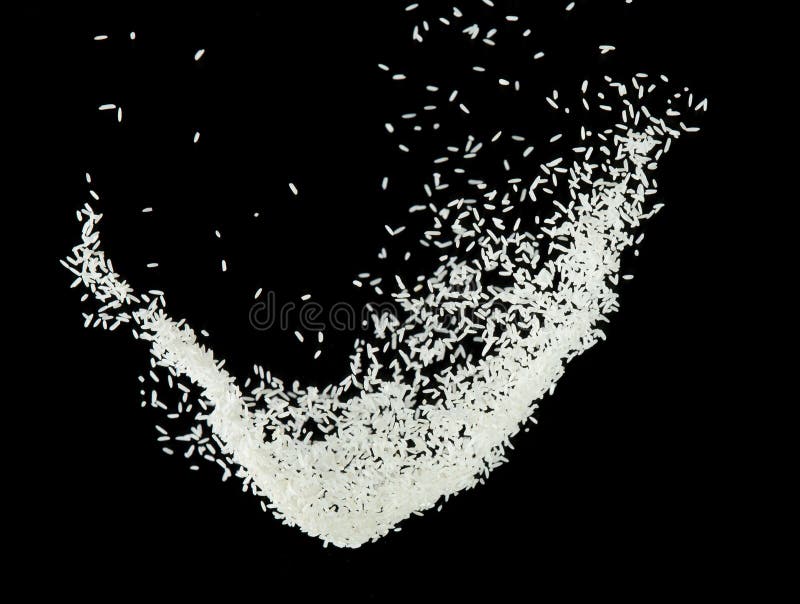 Japanese Rice Flying Explosion, White Grain Rices Explode Abstract ...
