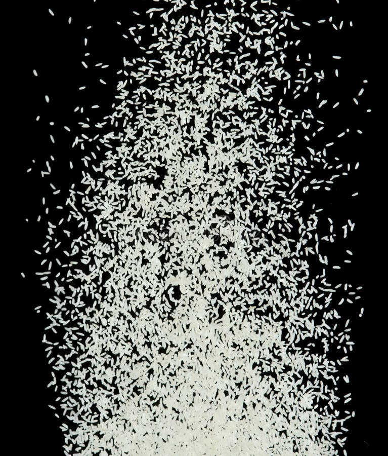 Japanese Rice Flying Explosion, White Grain Rices Explode Abstract ...