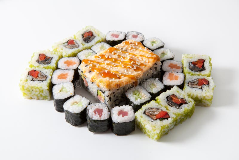 Japanese rice rolls stock photo. Image of cuisine, salmon - 70117402