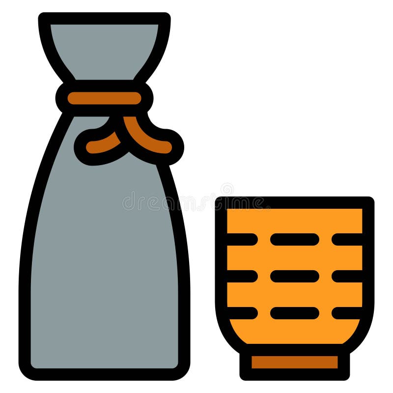 Japanese Rice Wine Icon, Beverage Filled Vector Illustration Stock ...