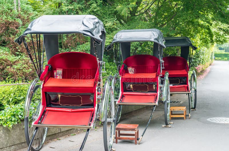 Japanese Rickshaws in Kyoto Park Stock Image - Image of traditional ...