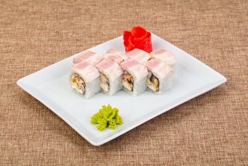 Japanese roll with bacon stock photo. Image of asian - 120377742