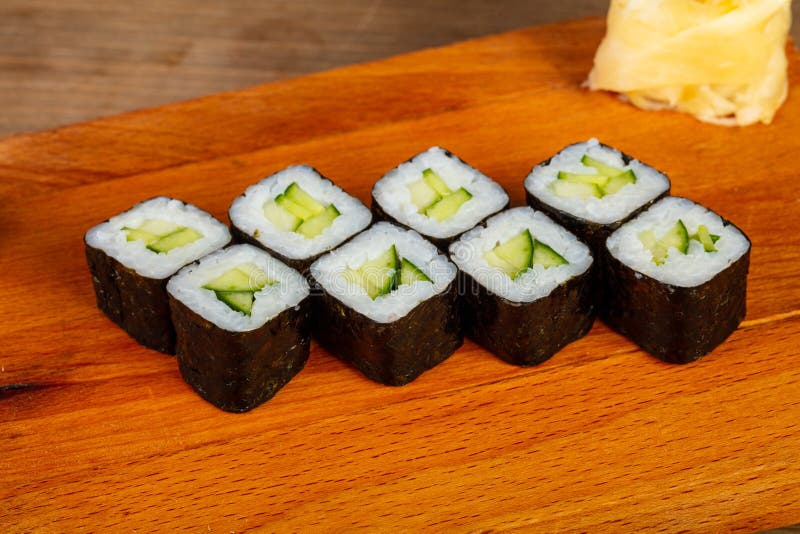 Japanese Roll with Cucumber Stock Image - Image of slice, roll: 129296751