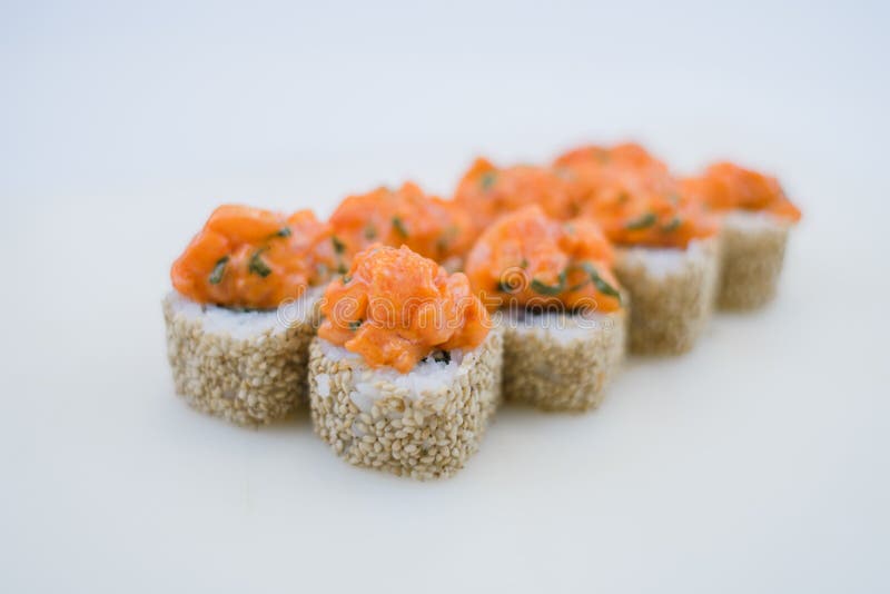 Japanese Roll with Sesame Seeds and Rice Stock Image - Image of cuisine ...