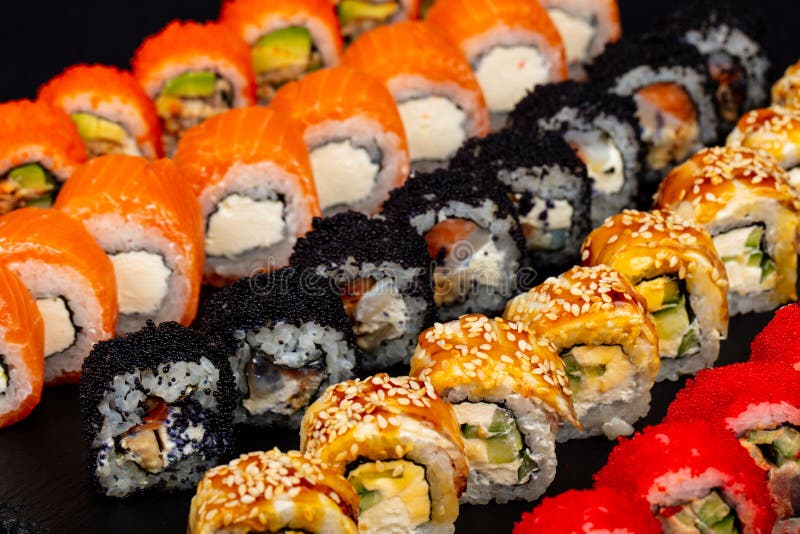 Japanese roll set stock image. Image of meal, sushi - 125657291