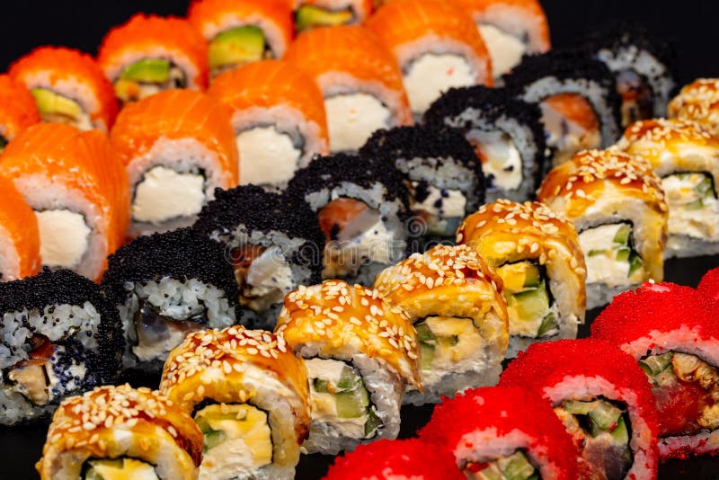 Japanese roll set stock photo. Image of fish, rice, sushi - 124400804