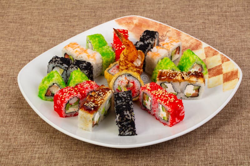 Japanese roll set stock image. Image of delicious, food - 119953097