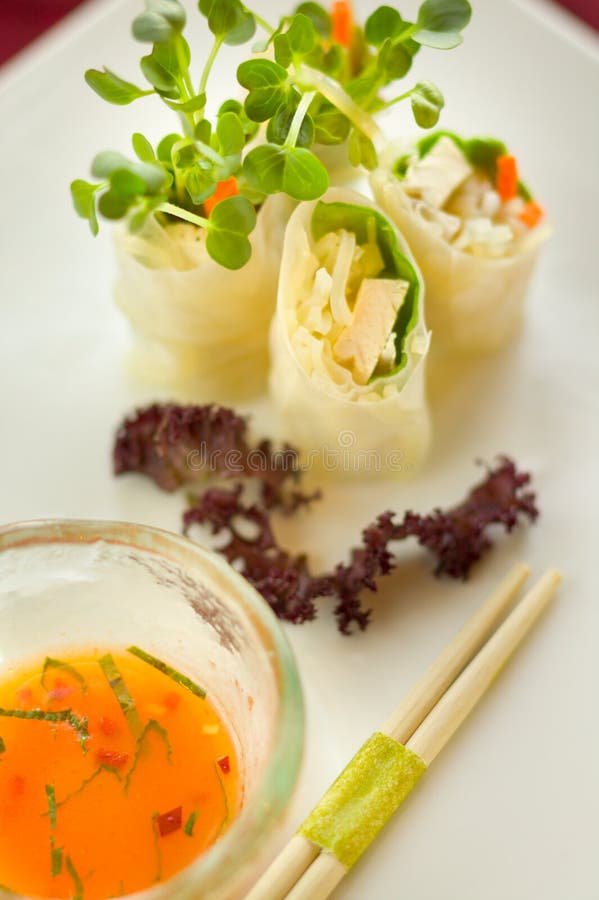 Japanese Rolls with Sweet Sauce Stock Photo - Image of roll, platter ...