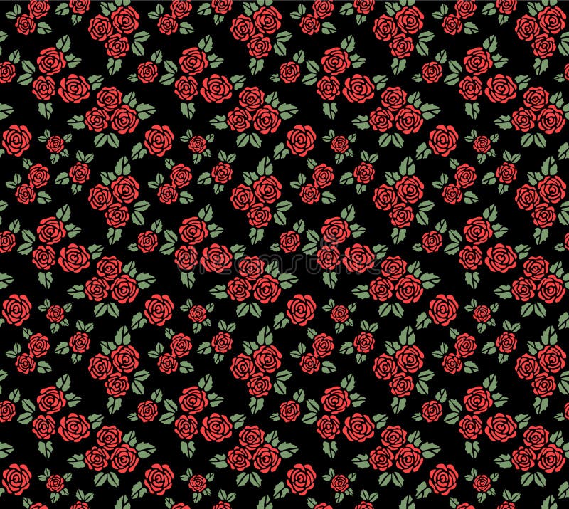 Japanese Rose Motif Vector Seamless Pattern Stock Illustration ...