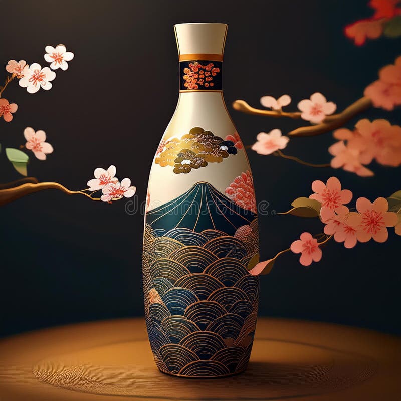 Japanese Sake Bottle, AI Generated Stock Illustration - Illustration of ...