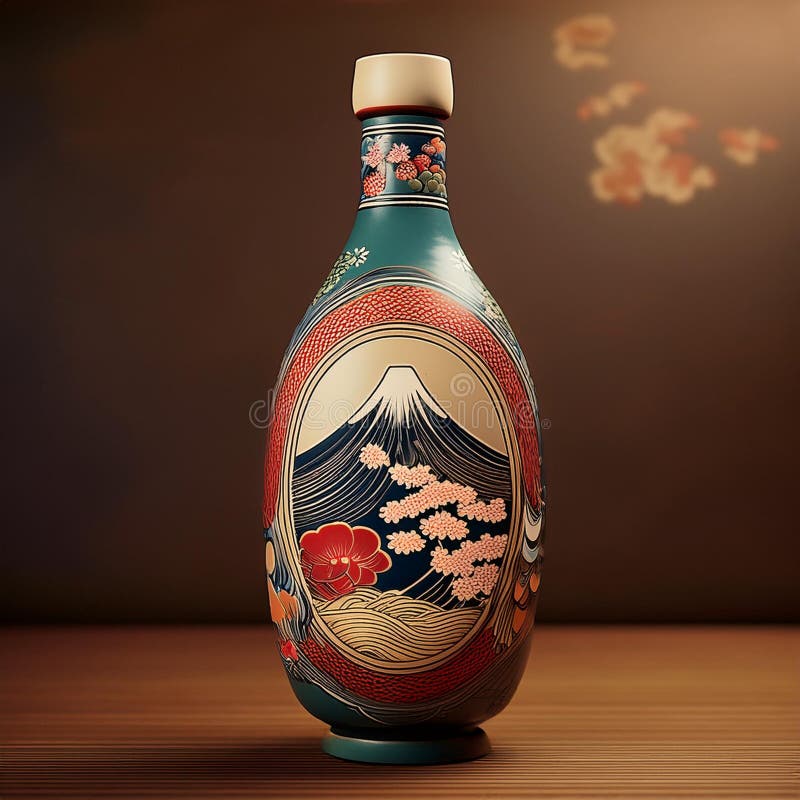 Japanese Sake Bottle, AI Generated Stock Illustration - Illustration of ...