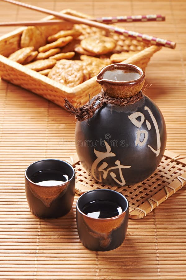 Japanese Sake set stock image. Image of asian, bamboo - 57170191