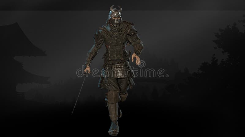 The Samurai Warrior 3d Model Render Stock Illustration - Illustration ...