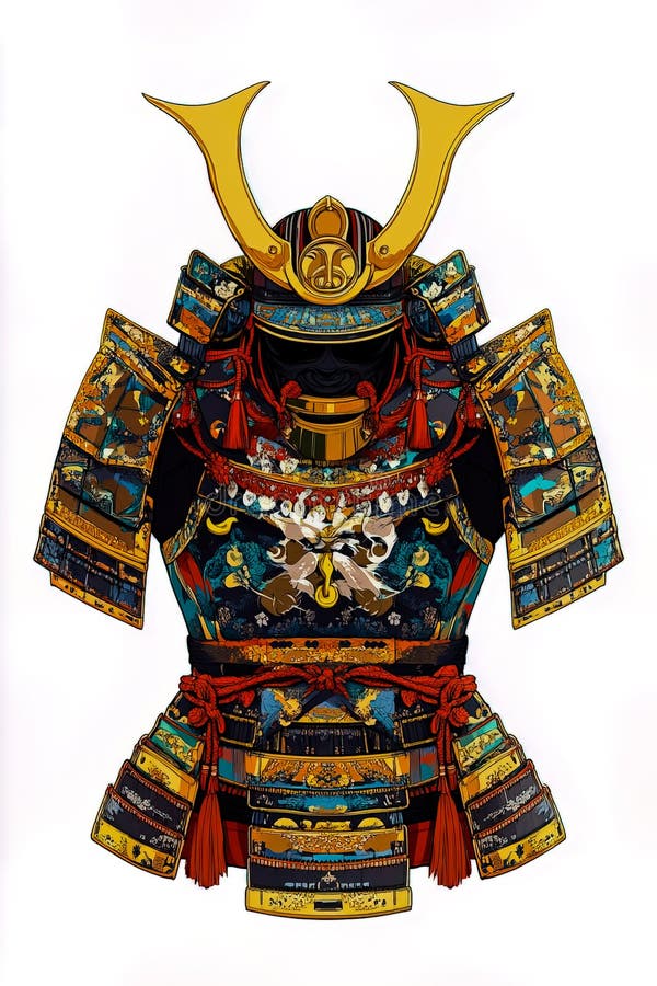 Japanese Samurai Chest Armor in Japanese Anime Style Stock Illustration ...