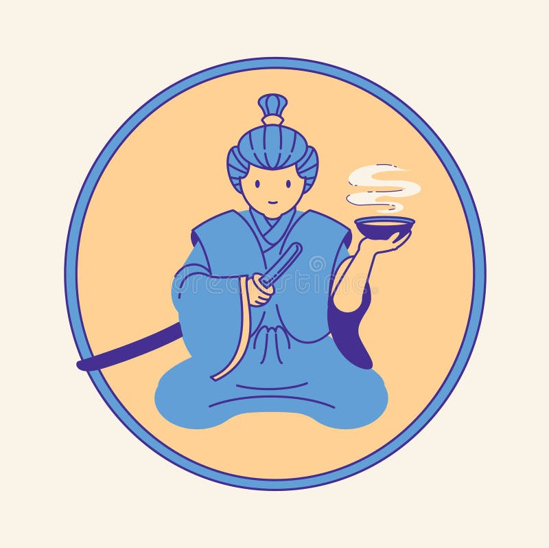 Samurai Drink Tea Badge Design Stock Vector - Illustration of matcha ...