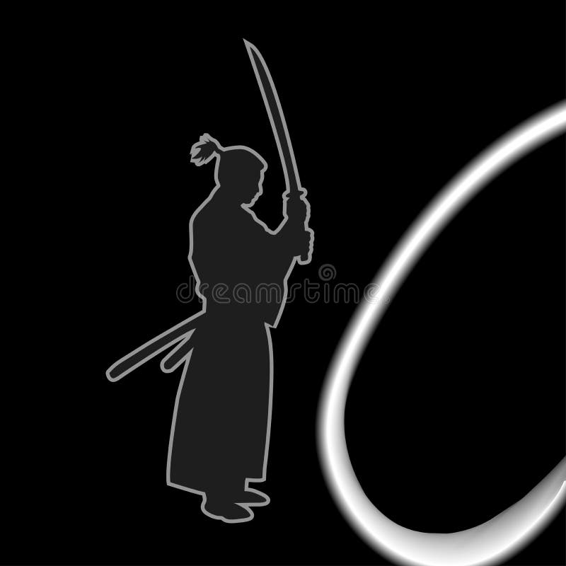A Japanese Samurai Swinging the Katana Stock Vector - Illustration of ...
