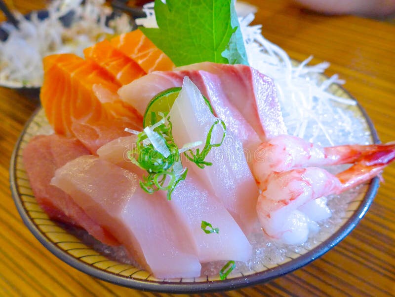Japanese Sashimi with Raw Fish Stock Photo - Image of macro, asian ...