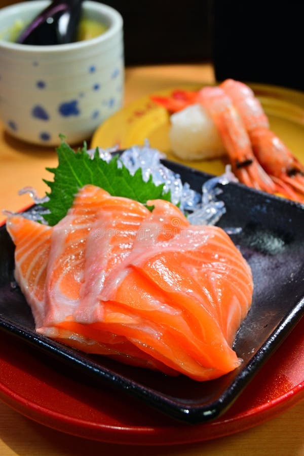 Raw Japanese Salmon Sashimi Platter Stock Image - Image of enjoy ...