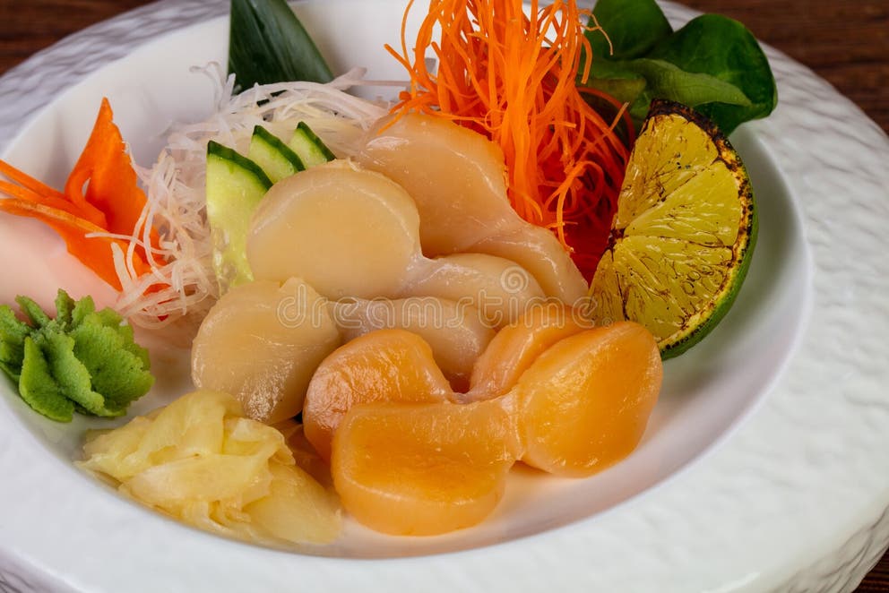 Japanese Sashimi with Scallops Stock Image - Image of healthy, hotate ...