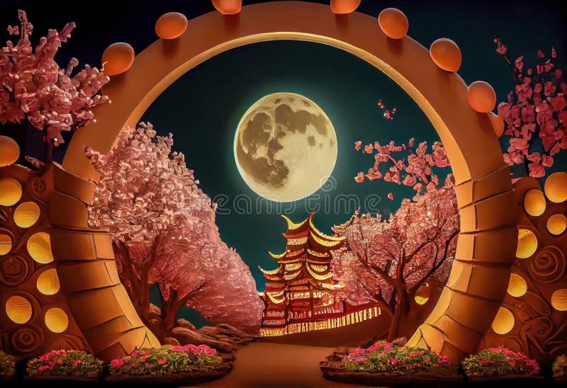 Japanese Scene on Painted Cloth. Ia Generative. Stock Illustration ...