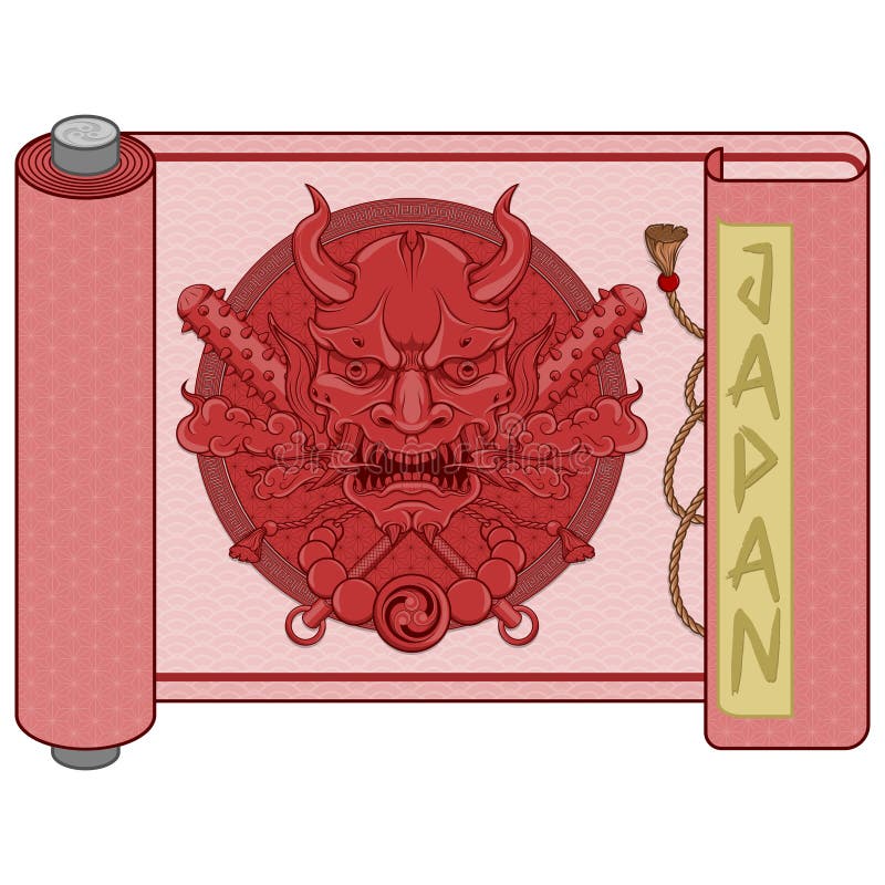 Japanese Scroll with Demon Oni Stock Vector - Illustration of china ...