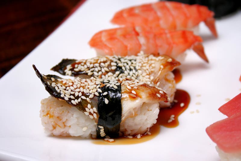 Japanese seafood sushi stock image. Image of appetizer - 70611379