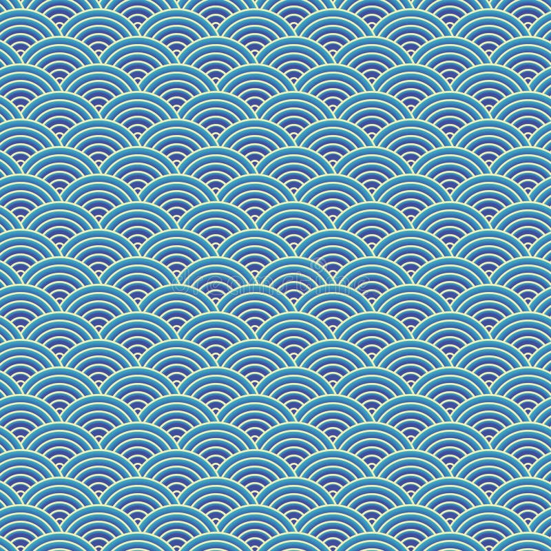 Blue Japanese Seigaiha Pattern Vector Stock Vector - Illustration of ...