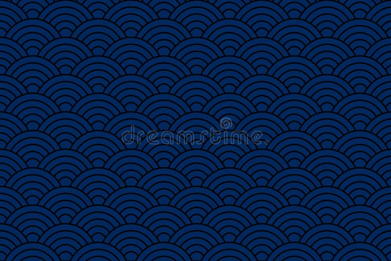 Japanese Seigaiha Seamless Pattern Design Blue Background Stock ...