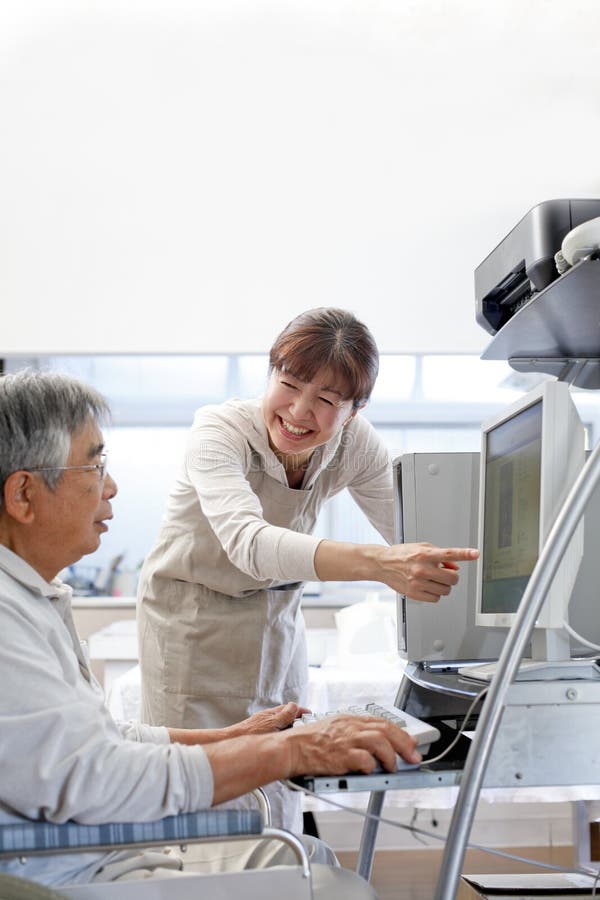 Japanese Senior Hobby, Studying PC Stock Image - Image of asian ...