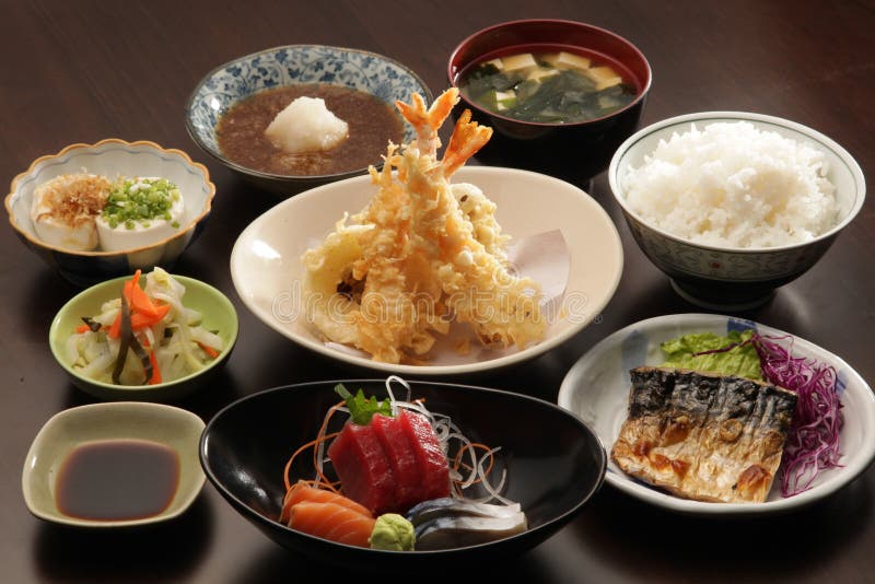 Japanese set meal stock photo. Image of tempura, rice - 88040646