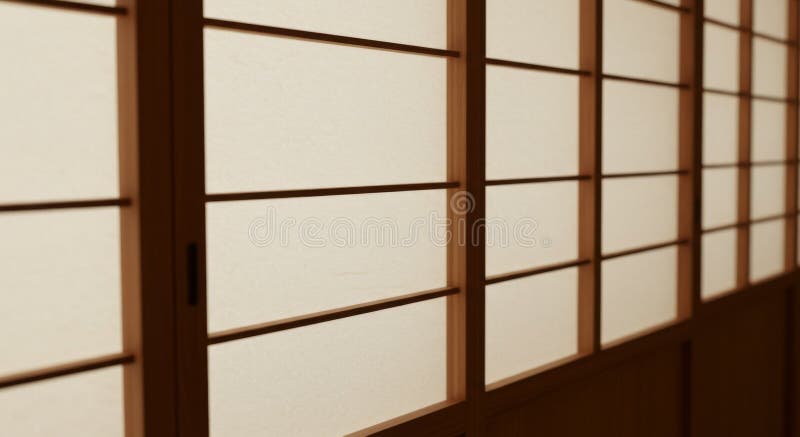 Japanese Shoji Screen Interior Design Stock Illustration - Illustration ...