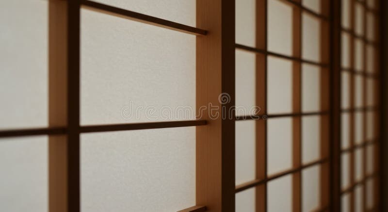 Japanese Shoji Screen: Light through Wood and Paper Grid Stock ...