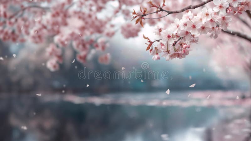 Japanese Spring Scenery. Cherry Trees in Full Bloom, Cherry Blossom ...