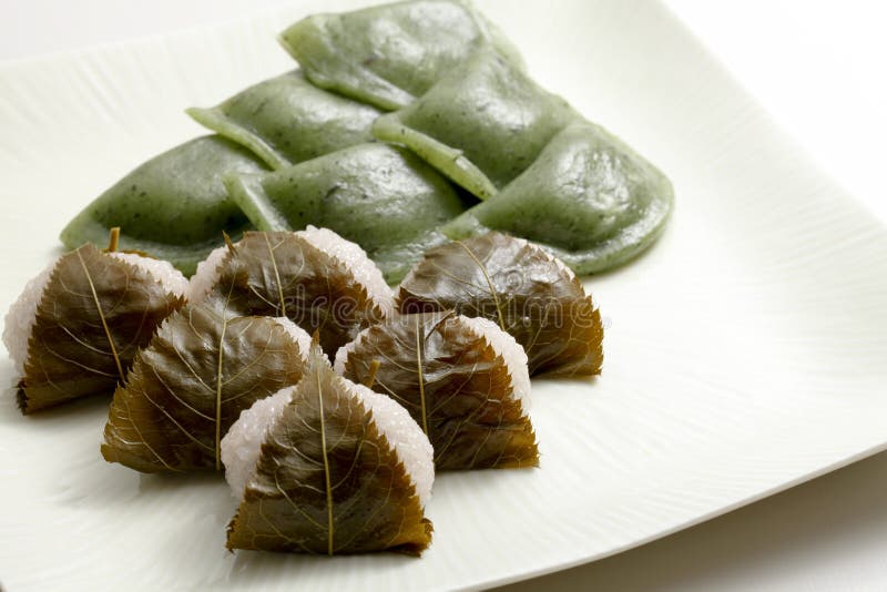 Japanese Spring Japanese Sweets Served Stock Image - Image of kusamochi ...